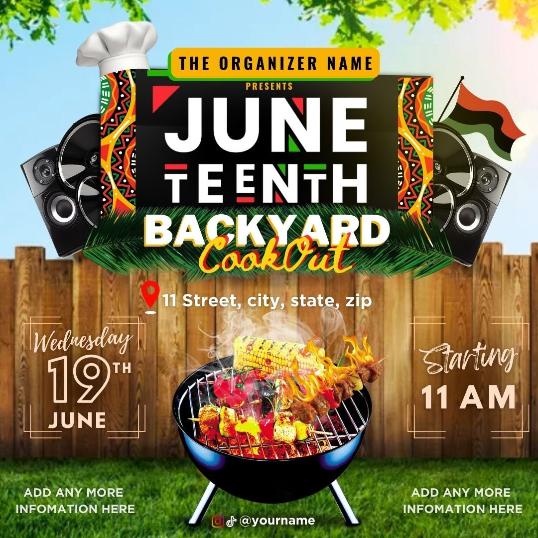Juneteenth Backyard Cookout Flyer / June Teenth Cookout Holiday Design ...