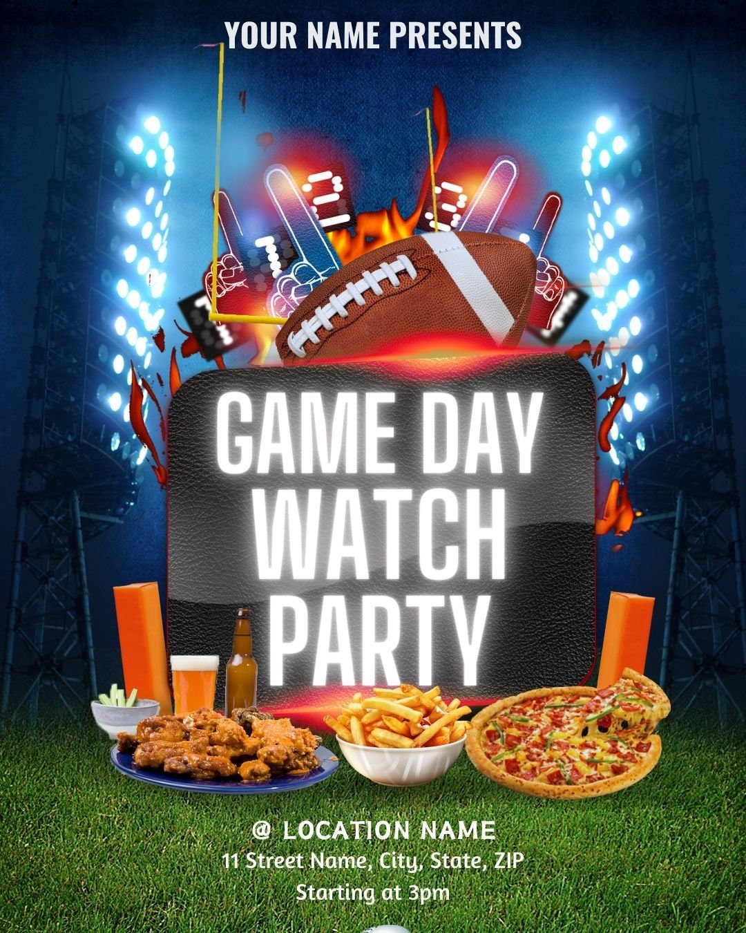 Game Day Watch Party Flyer / Super Bowl Watch Party Flyer / DIY ...