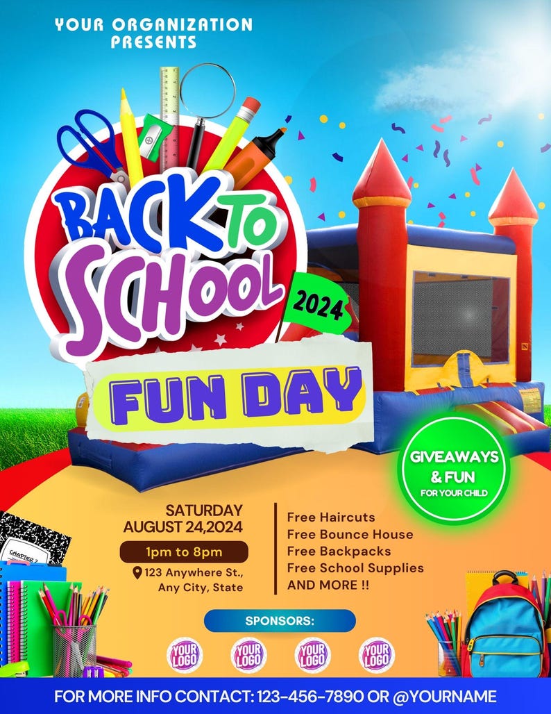 Back to School Fun Day Flyer / Fun Day Design / DIY Canva Editable ...