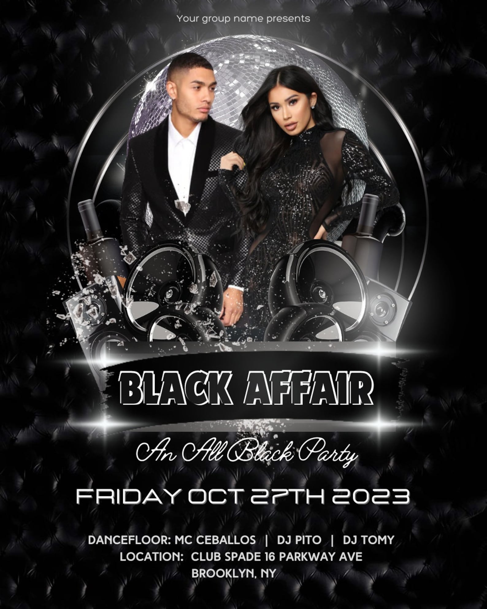 Black Affair Flyer, Editable Party Flyer, Instagram Post Flyer, Social ...