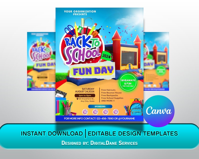 Back to School Fun Day Flyer / Fun Day Design / DIY Canva Editable ...