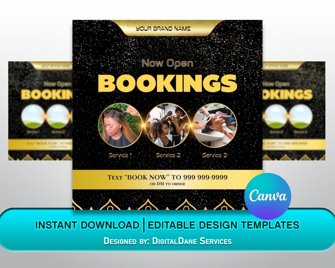 Now Open BOOKINGS Flyer / BOOKINGS Ad / DIY Editable Canva Flyer Design ...