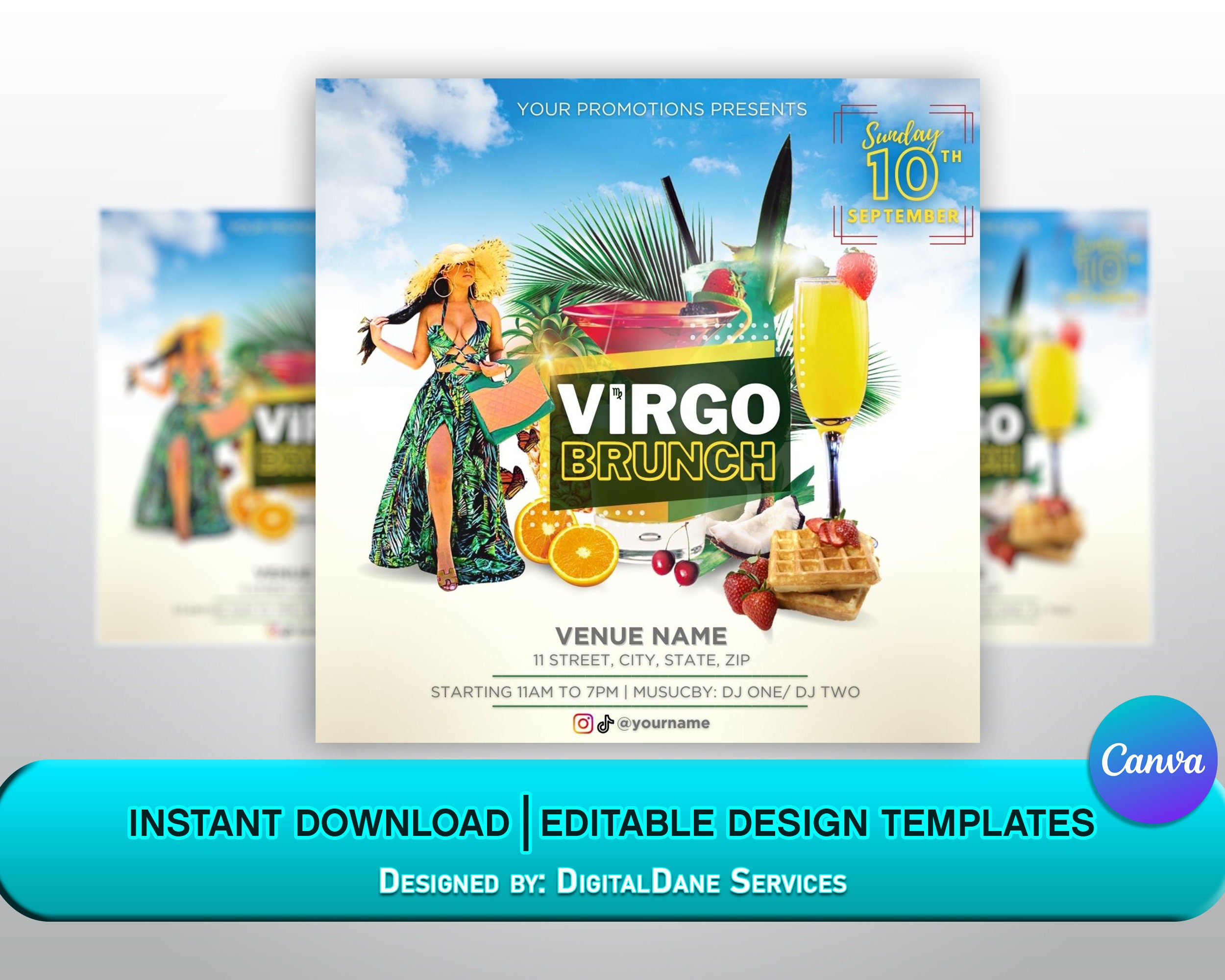 Virgo Brunch Flyer / Zodiac Sign Brunch Flyer / Day Event Flyer ...