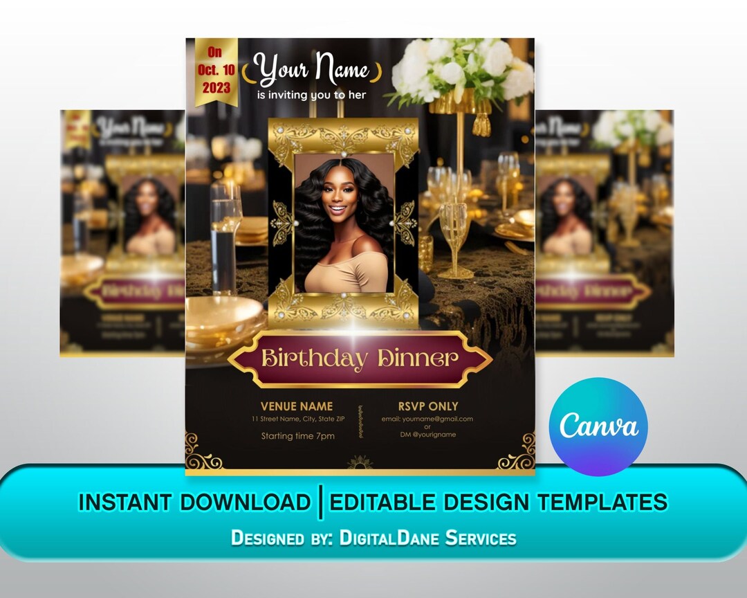 Birthday Dinner Invitation Flyer / Birthday Invitation / Editable ...