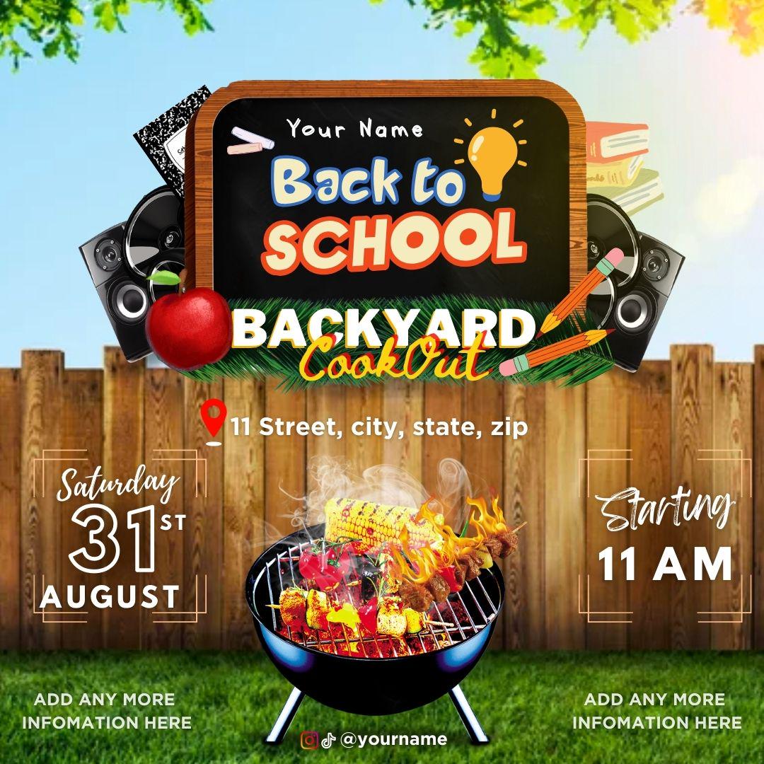 Back to School Backyard Cookout Flyer / Cookout Flyer / End of Summer ...