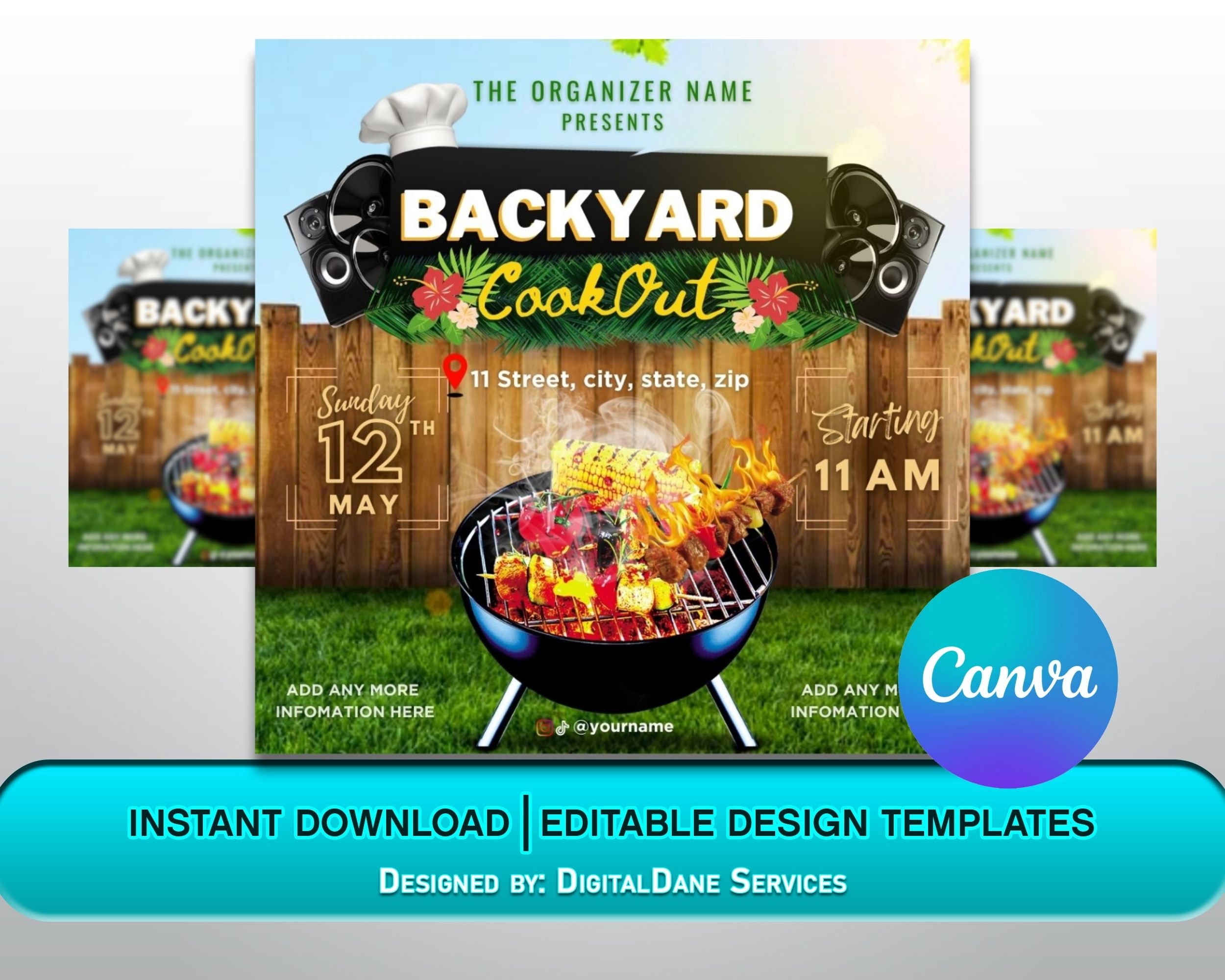 Backyard Cookout Flyer / BBQ Flyer / Summer Cookout Flyer / DIY Canva ...