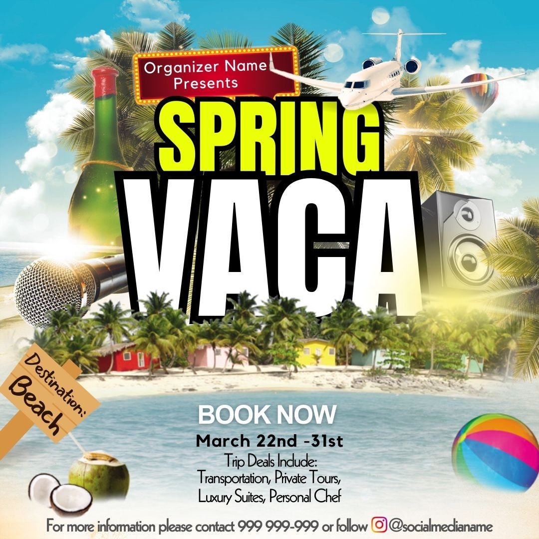 Spring Vaca Flyer / Travel Flyer / Vacation Flyer / Spring Break Flyer ...