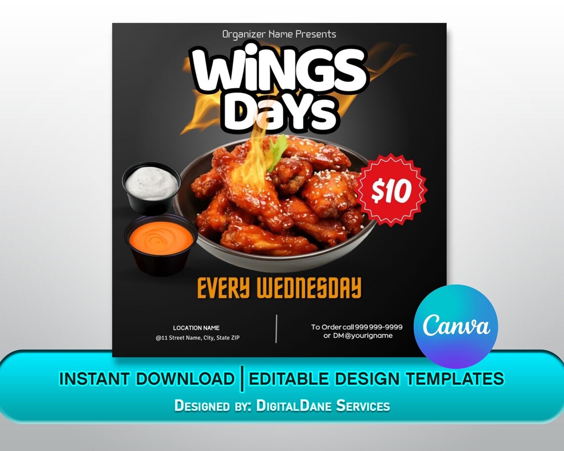 Wings Day Flyer / Chicken Wings Advertisement Flyer / Buffalo Wings ...