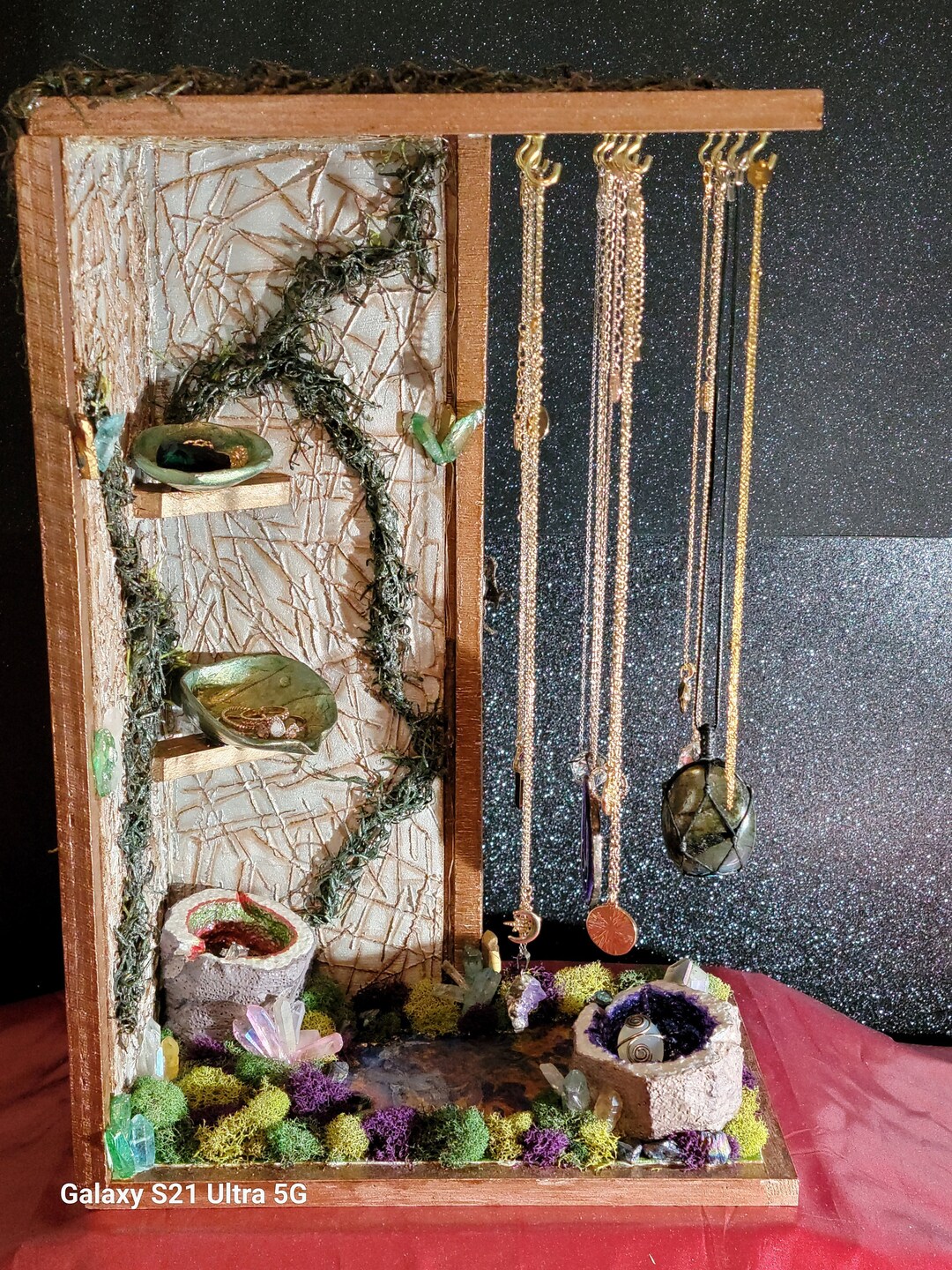 Woodland Fantasy Necklace & Ring Holder With Lights *made to Order* - Etsy