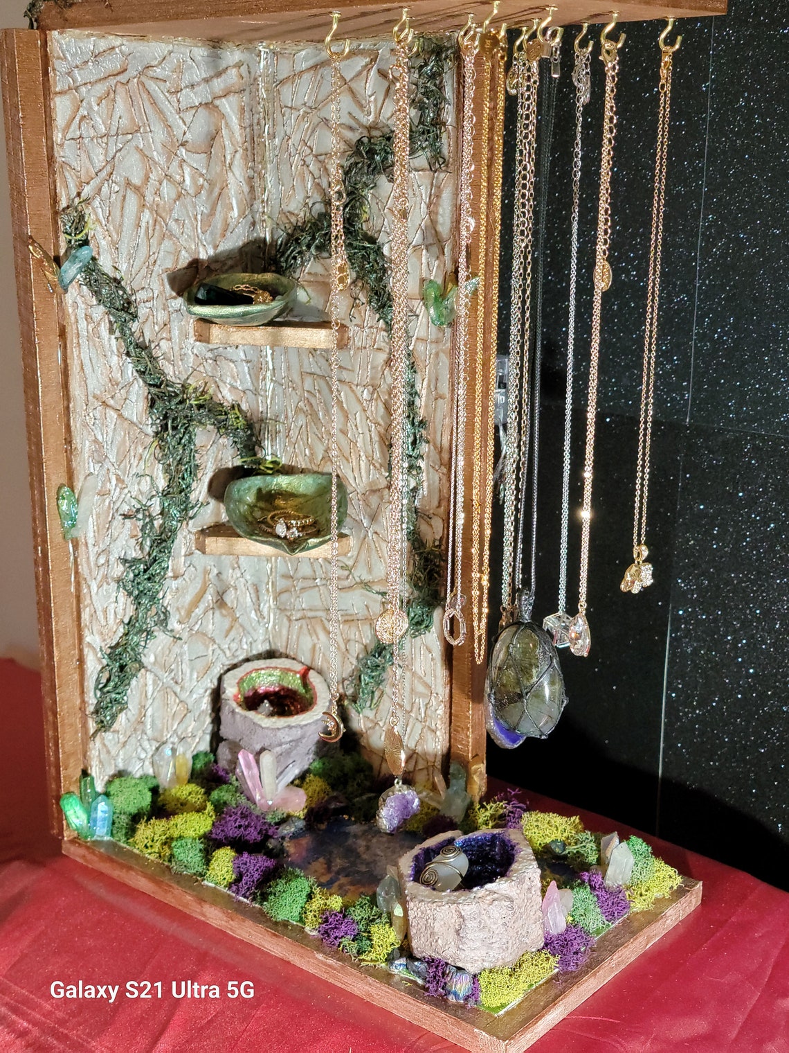 Woodland Fantasy Necklace & Ring Holder With Lights *made to Order* - Etsy