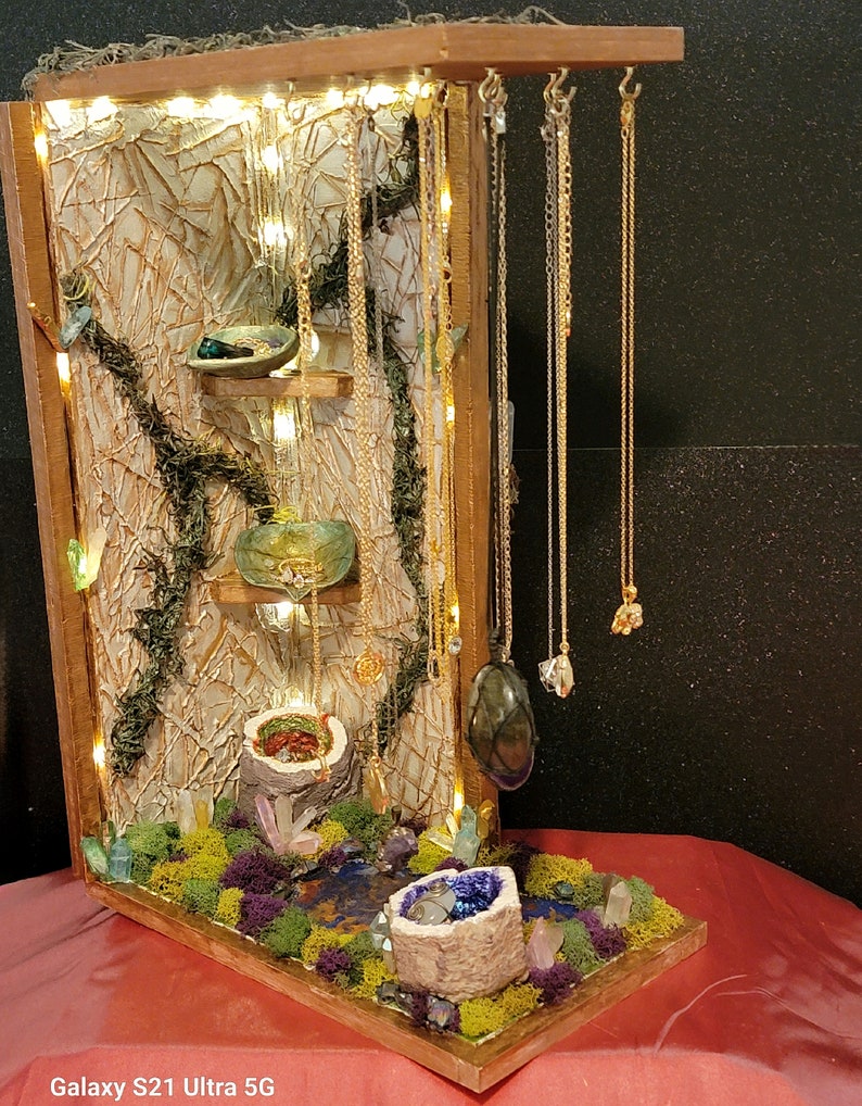 Woodland Fantasy Necklace & Ring Holder With Lights *made to Order* - Etsy