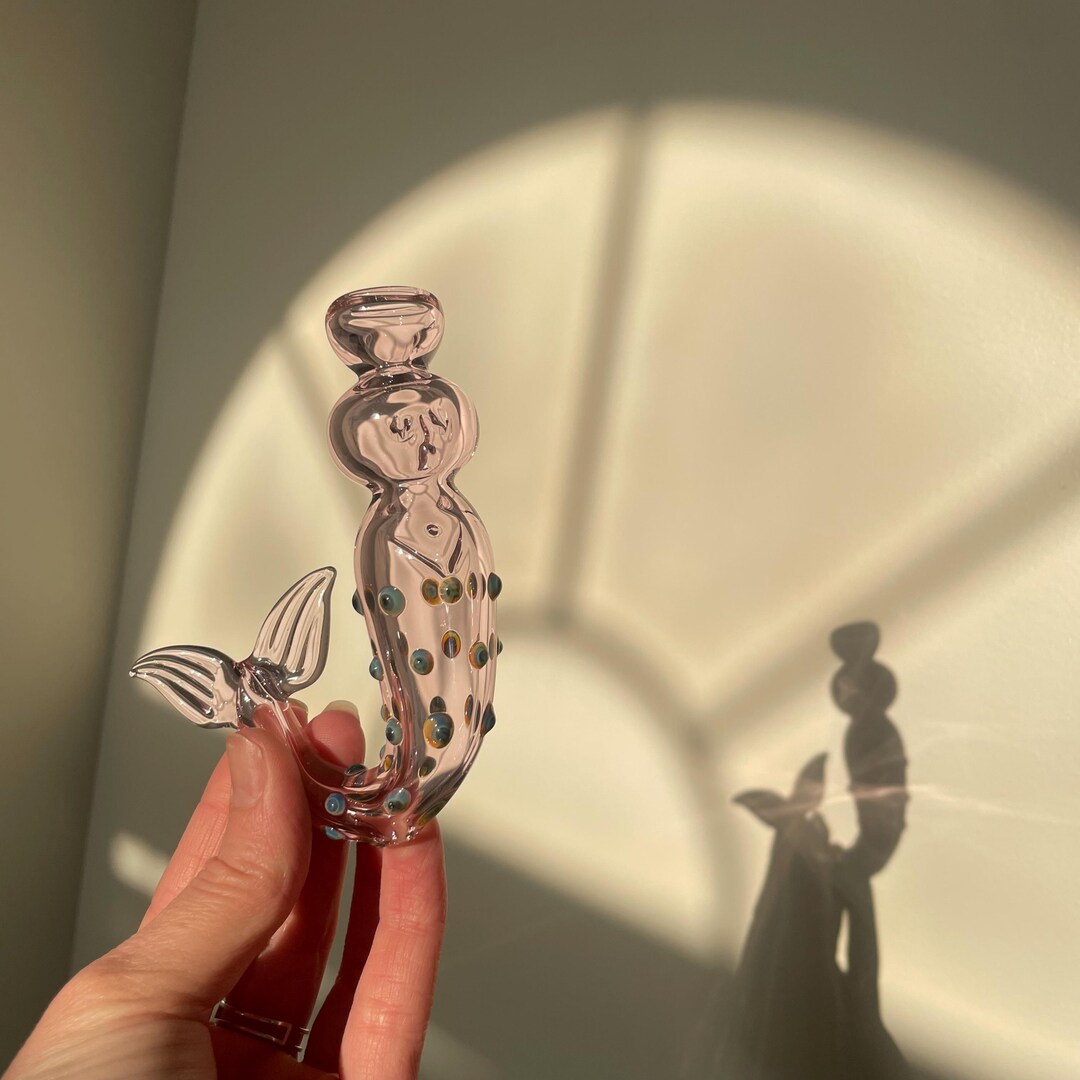 Pink Mermaid Pipe One Hitter Glass Hand Pipe Girly Pipes Mermaid Vibe ...