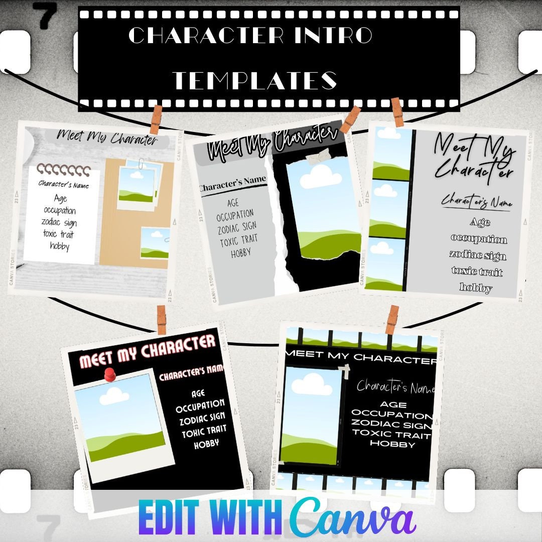 CHARACTER INTRO TEMPLATES - Etsy