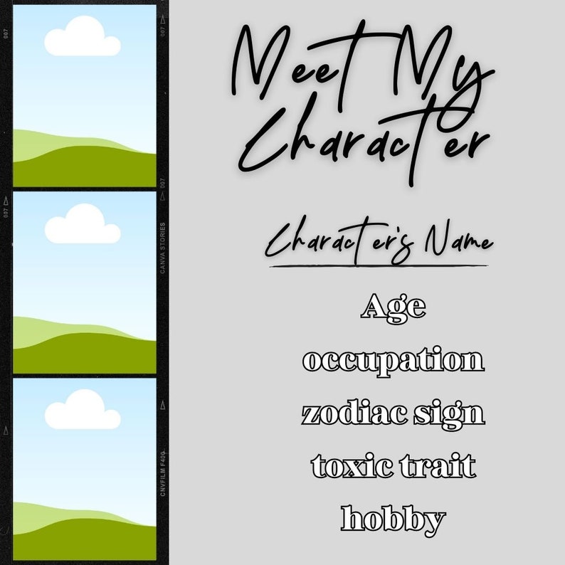 CHARACTER INTRO TEMPLATES - Etsy