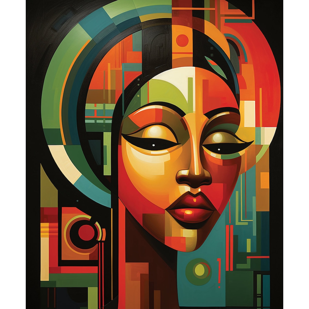 African Woman Cubist Style Art, Digital Download, African Inspired Art ...