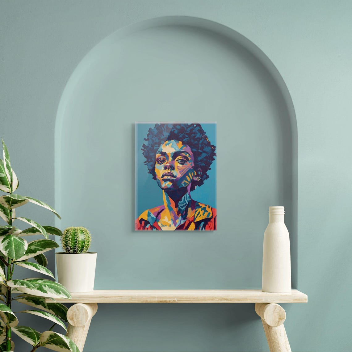 Printable Afrocentric Portrait in Bold Colors | Contemporary Wall Art ...