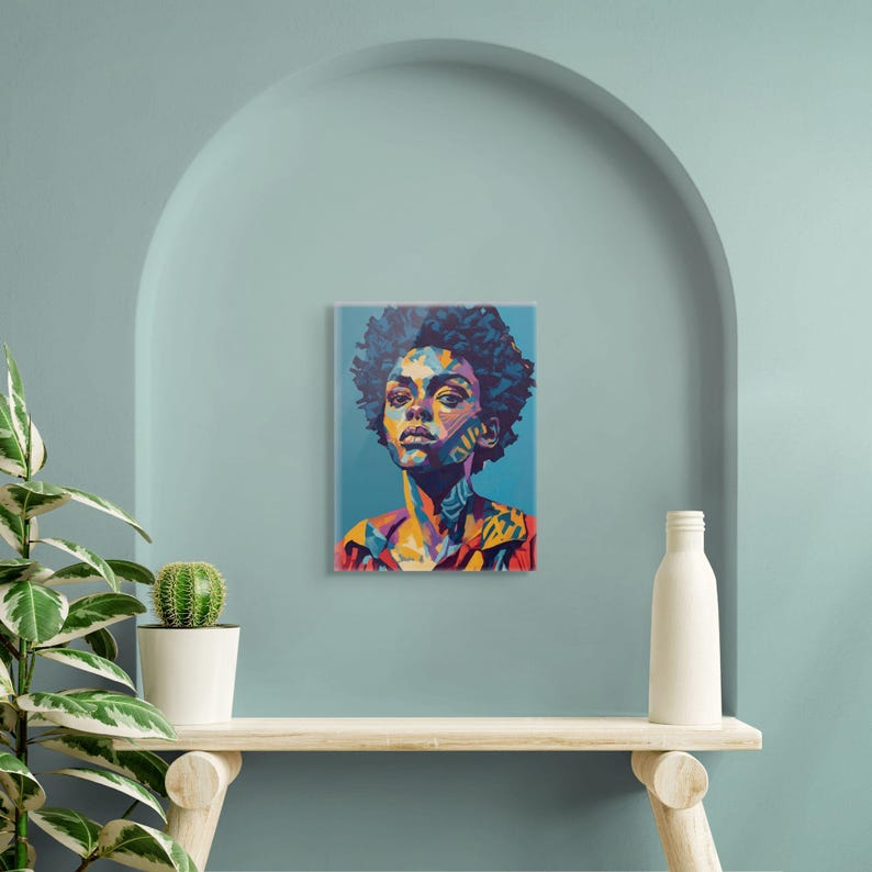 Printable Afrocentric Portrait in Bold Colors | Contemporary Wall Art ...