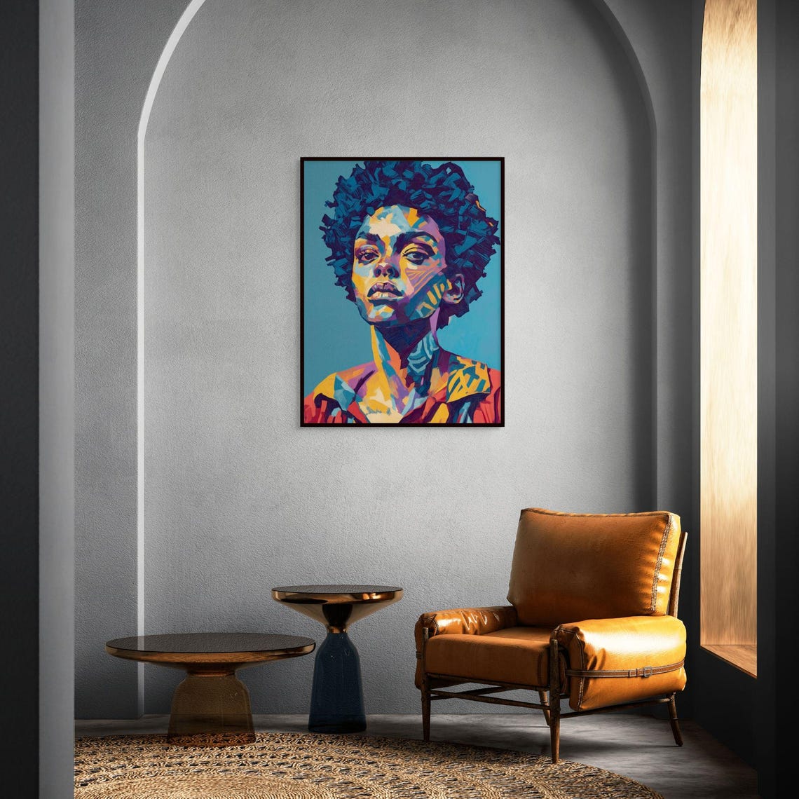Printable Afrocentric Portrait in Bold Colors | Contemporary Wall Art ...