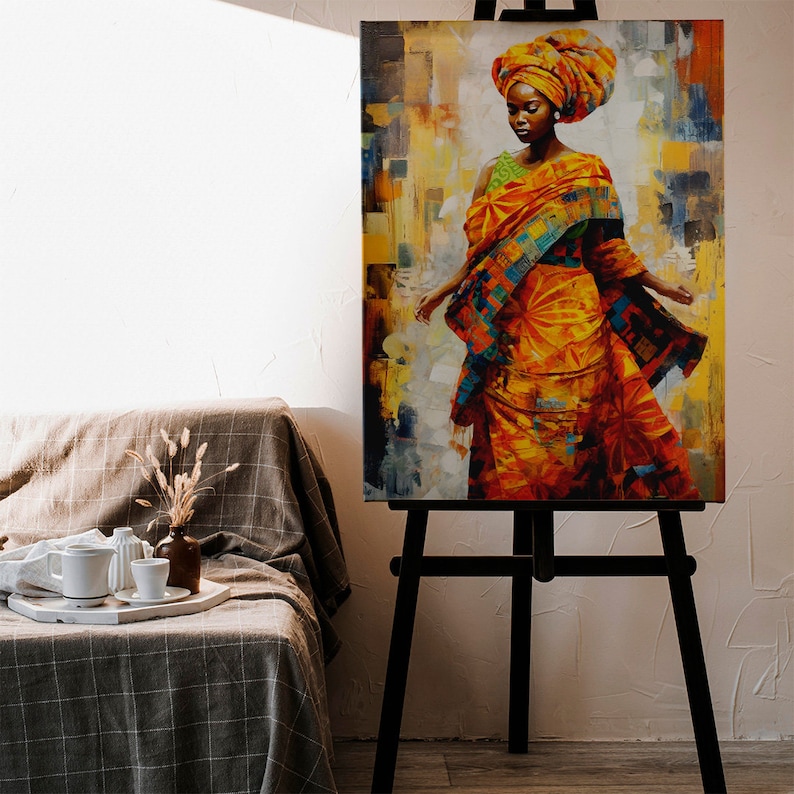 African Woman in Colorful Dress, African Inspired Art, Colorful ...