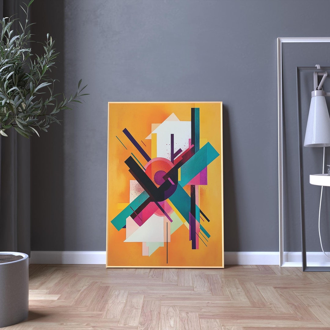 Bold Geometric Abstract Art Print | Modern Digital Wall Art | Vibrant ...
