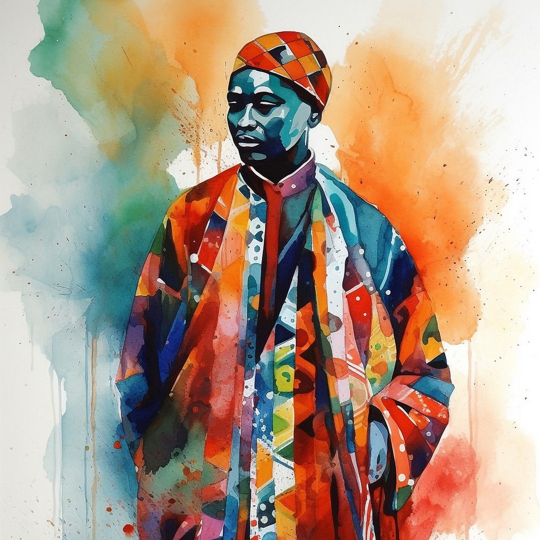 African Man in Robes, African Inspired Art, Colorful Afrocentric ...
