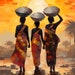 African Women Carrying Water, African Inspired, Afrocentric Digital ...