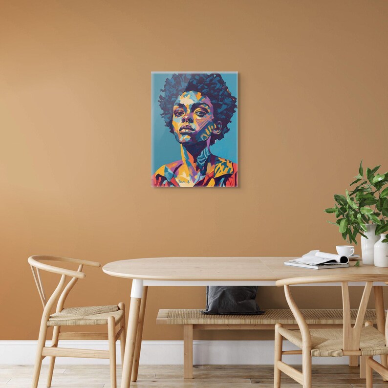Printable Afrocentric Portrait in Bold Colors | Contemporary Wall Art ...