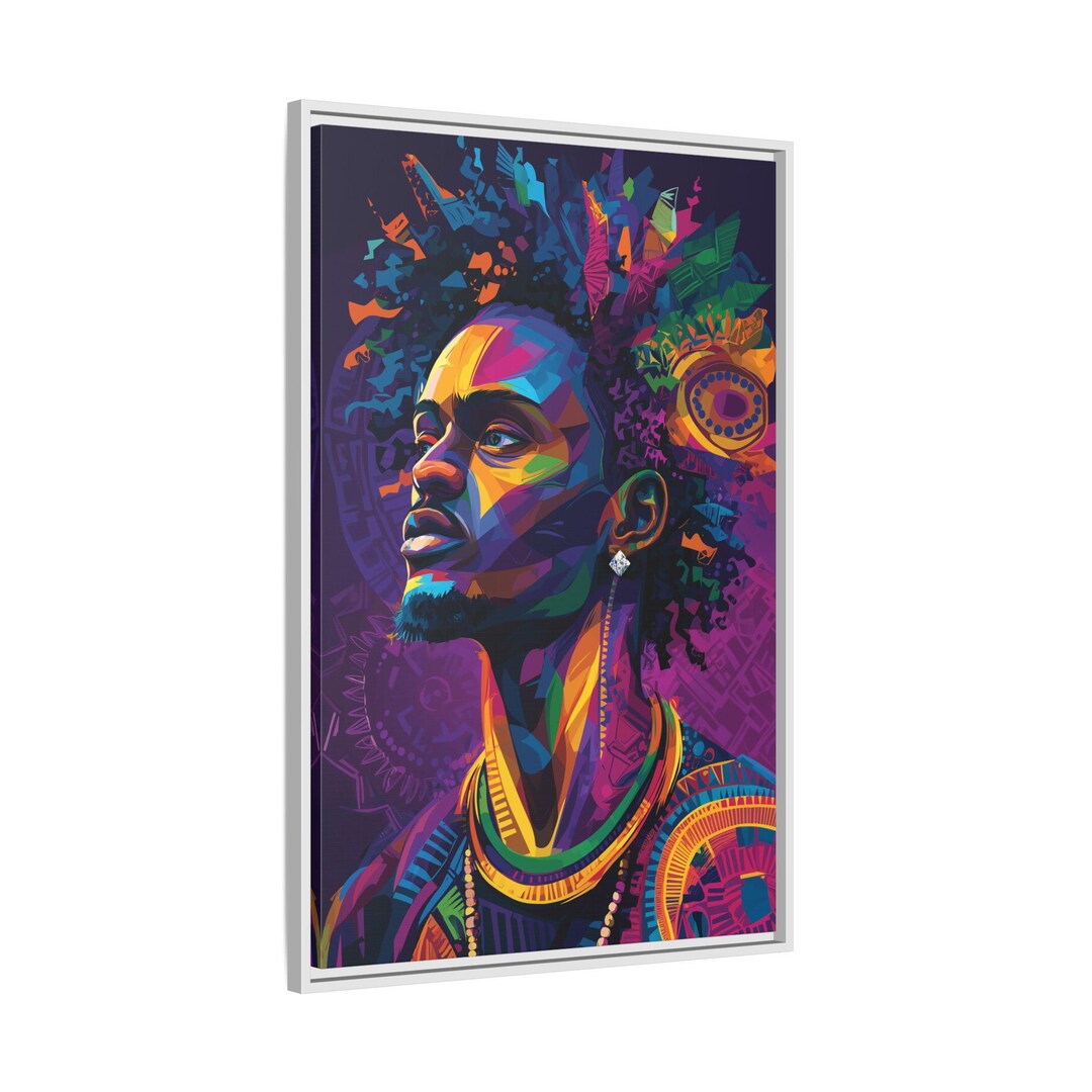 Afrocentric Abstract Portrait Framed Wall Art | Modern Bold Colors ...