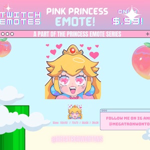 Kawaii Pink Princess Emote Peach Color Discord Twitch Stickers Gaming ...
