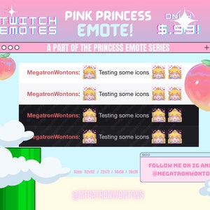 Kawaii Pink Princess Emote Peach Color Discord Twitch Stickers Gaming ...