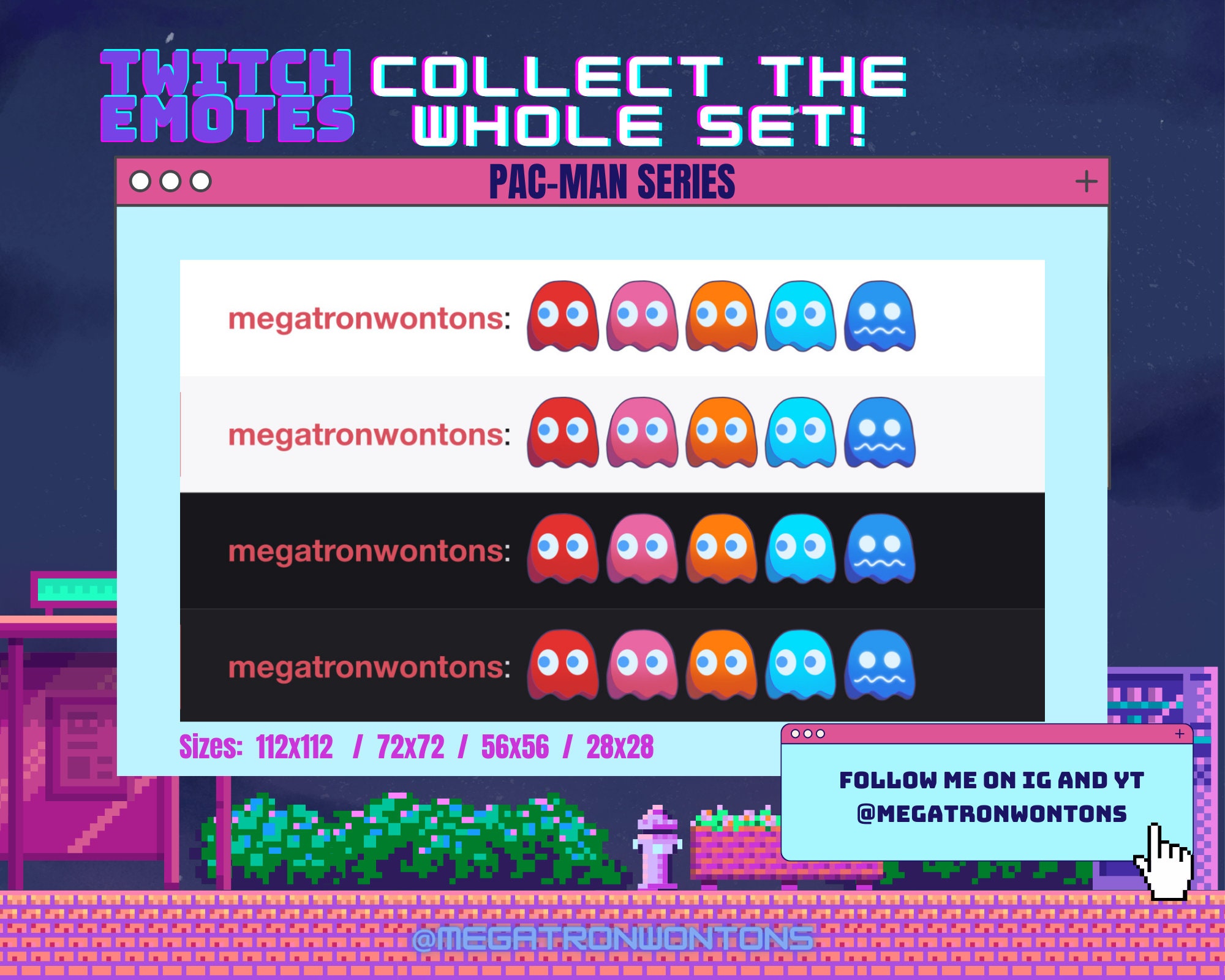 PAC-MAN Pinky Ghost Kawaii Retro Twitch Discord Emote - Etsy