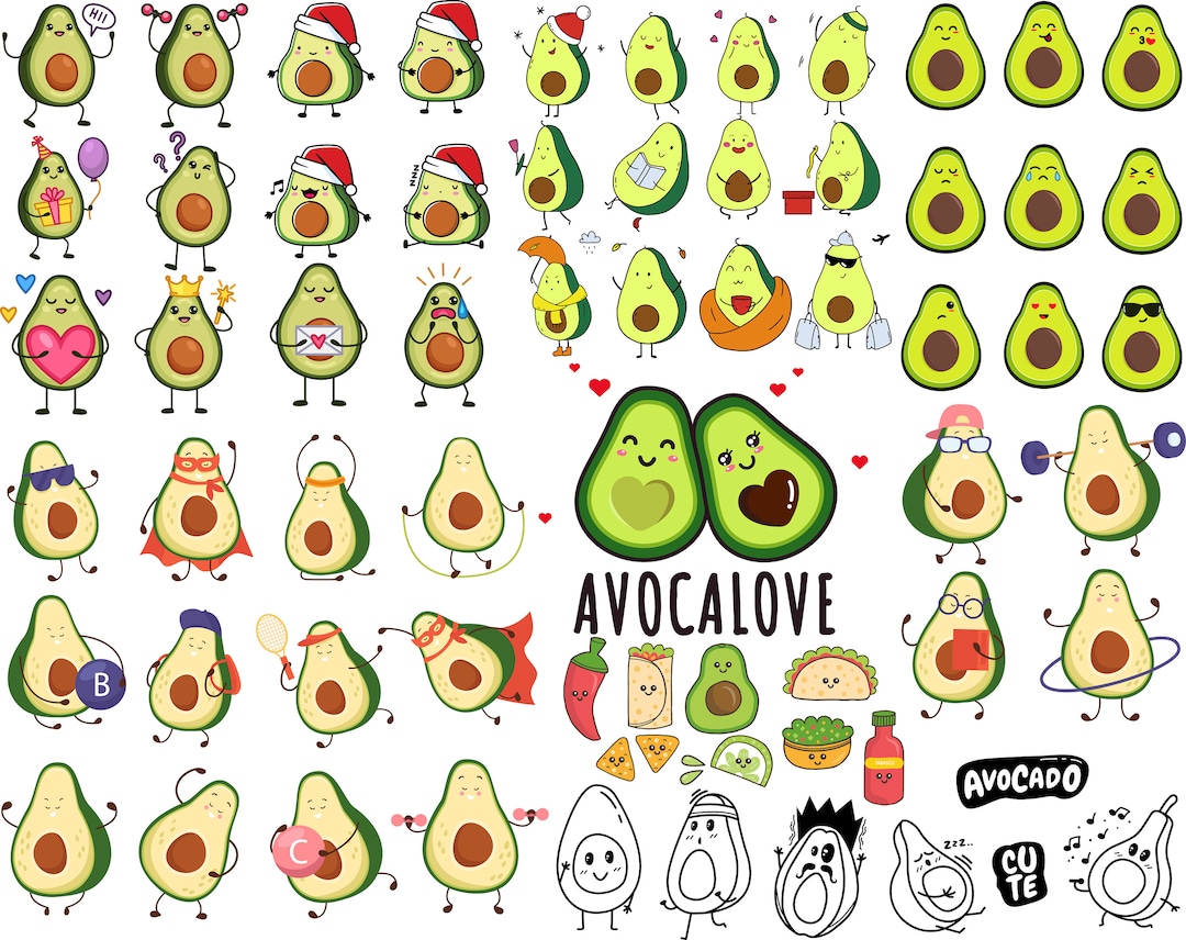 Cute Avocado Svg Bundle, Avocado Svg, Happy Avocado,avocado Clipart ...