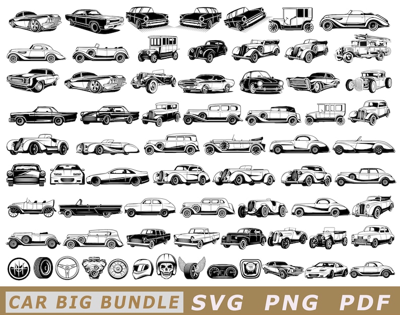 Mega Car Svg Bundle, Sports Car Svg, Classic Car Vector, Car Svg Bundle ...