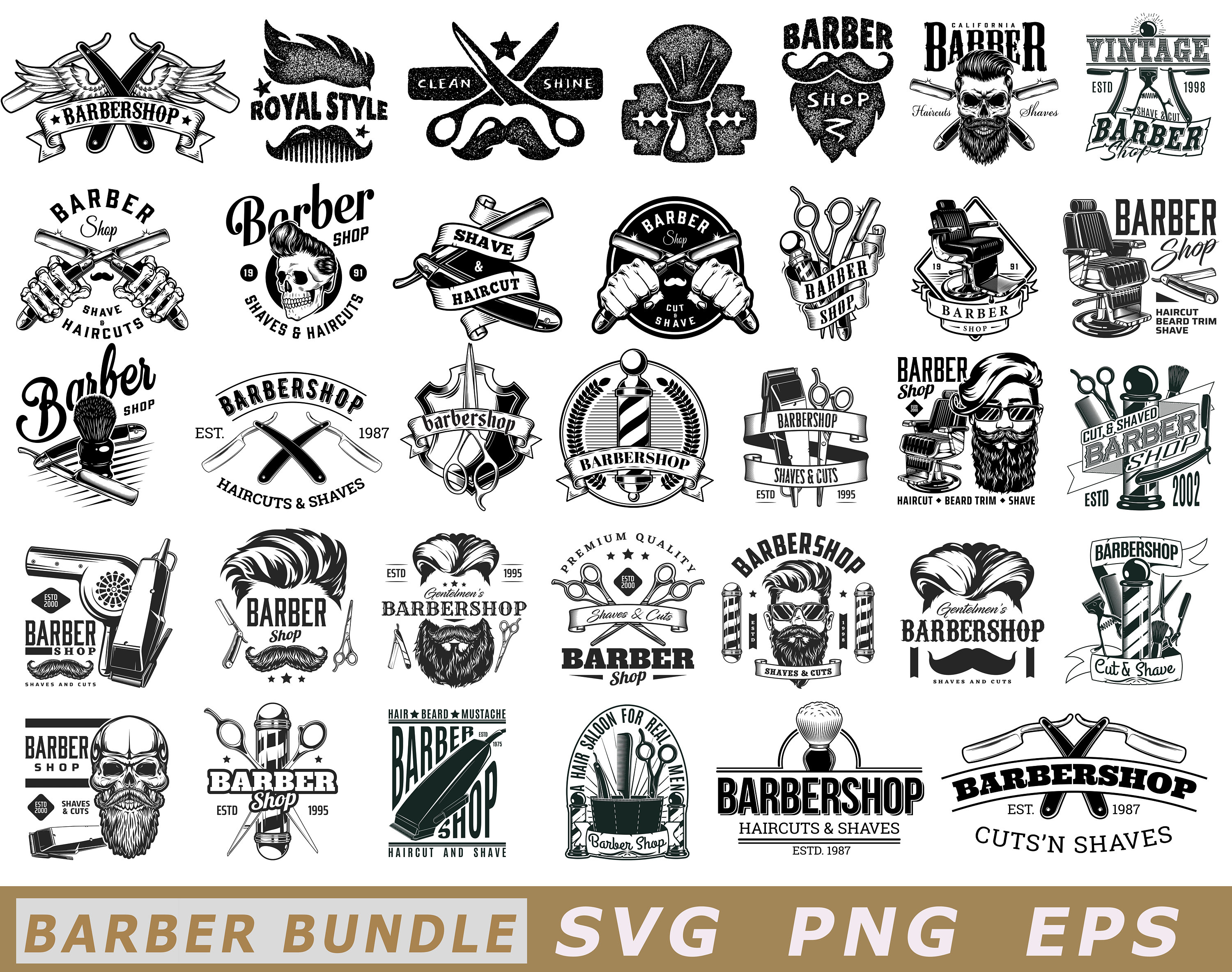 Barber SVG Bundle, Barber Vintage Svg, Barbershop SVG, Hairdresser ...