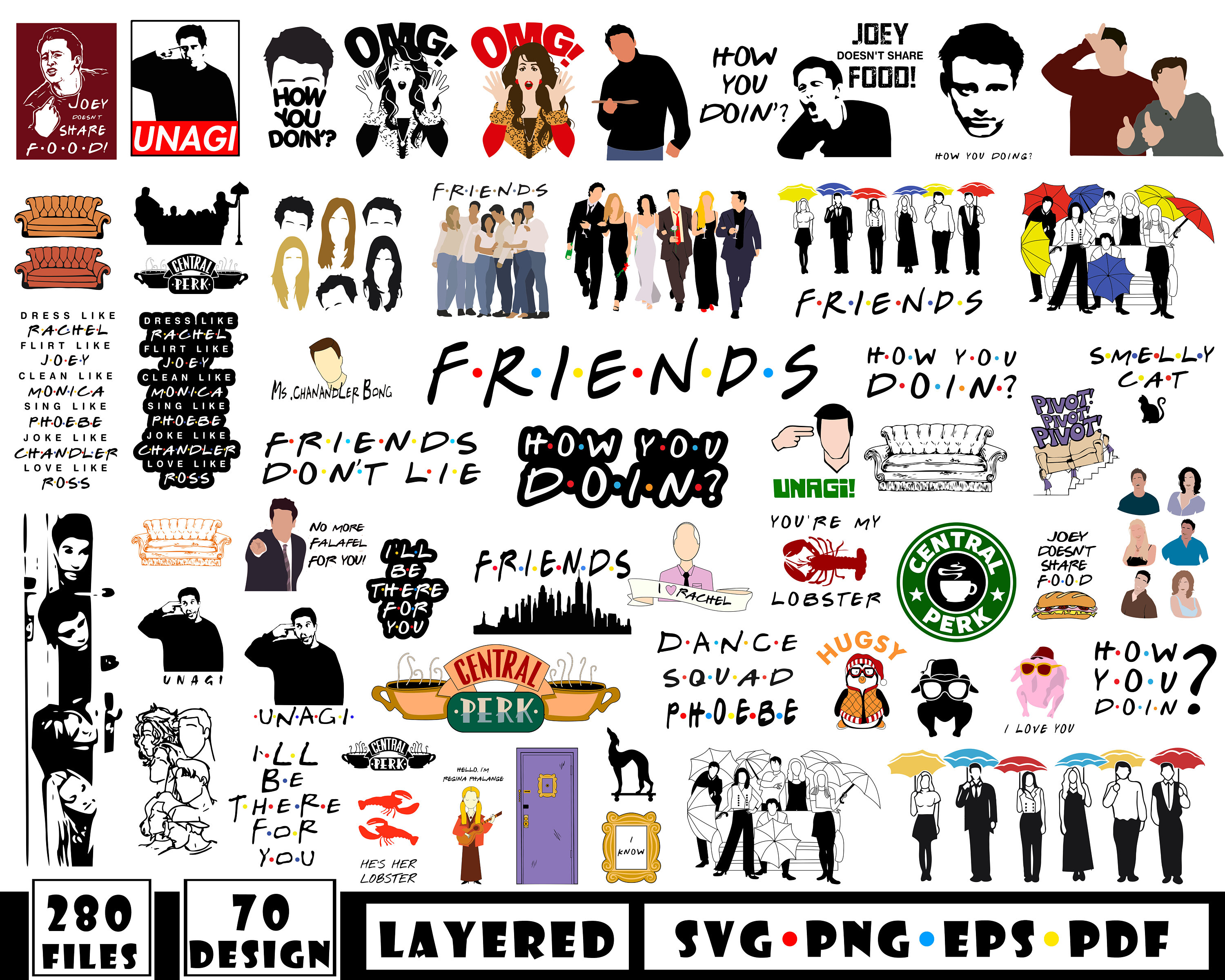 Friends Svg Bundle, Central Perk Cut Files , Svg Bundle Layered Files ...
