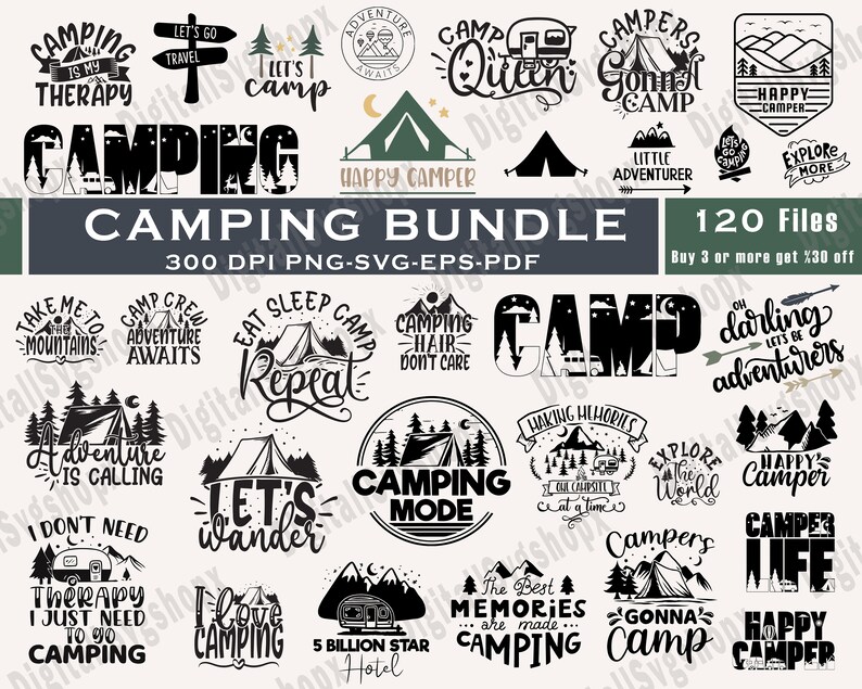 Big Camping Bundle Svg, Camp Life Svg, Campfire Svg, Campground Svg ...