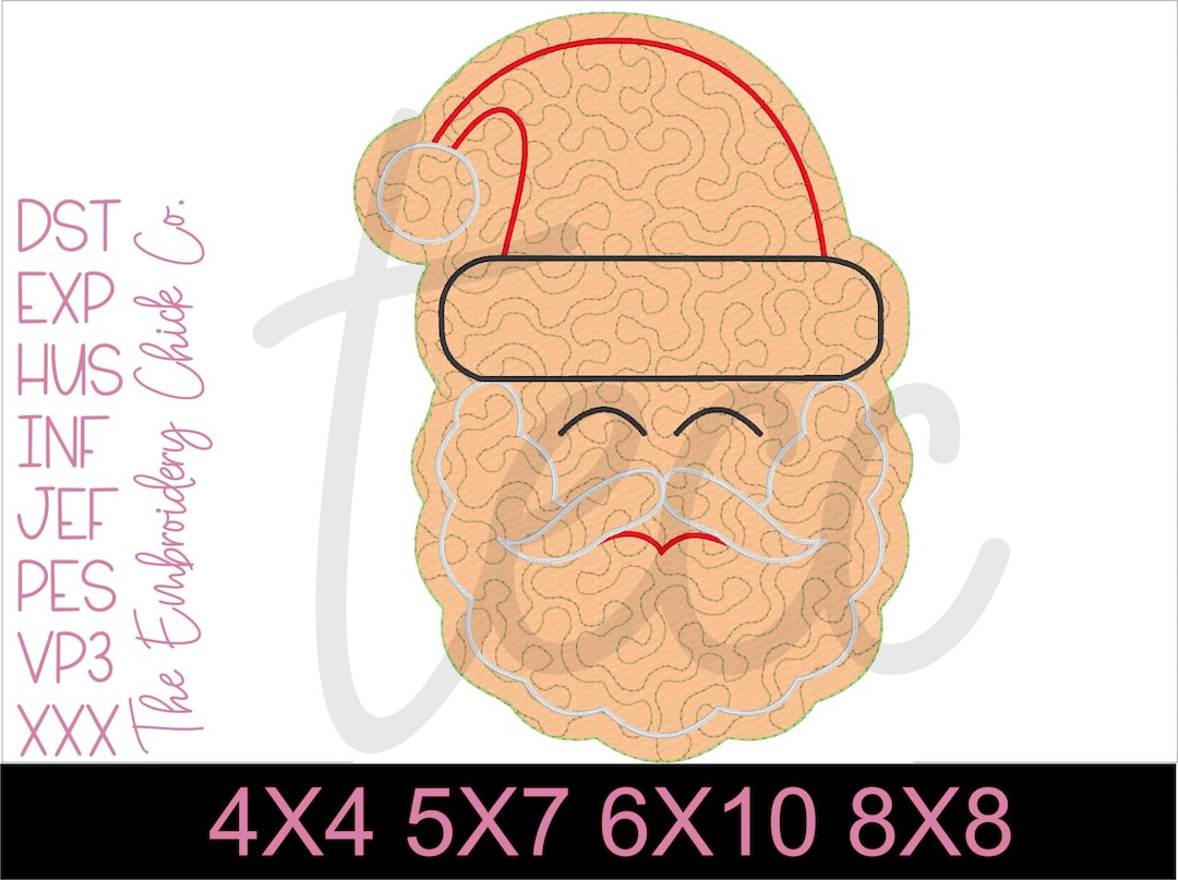 Quilted Santa Face With Vintage Border Applique - Machine Embroidery ...