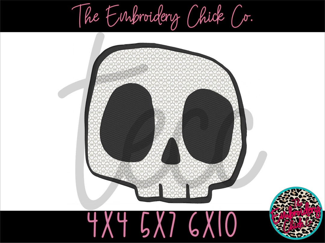 Skull Small Flower Motif - Embroidery Design 4x4 5x7 6x10 Simple Design ...