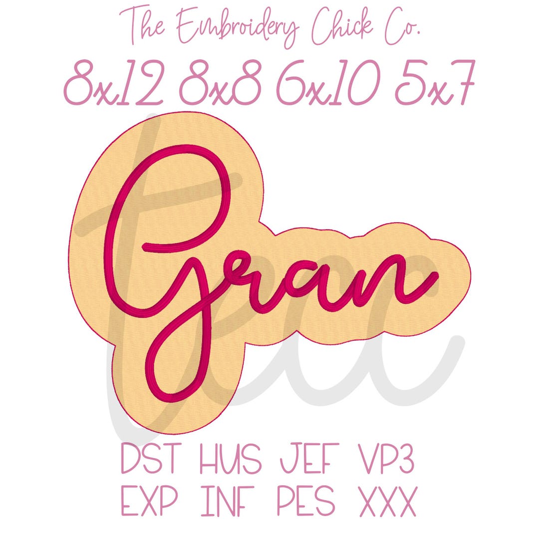Gran Script Satin Vintage Bean Stitch Applique - Machine Embroidery ...