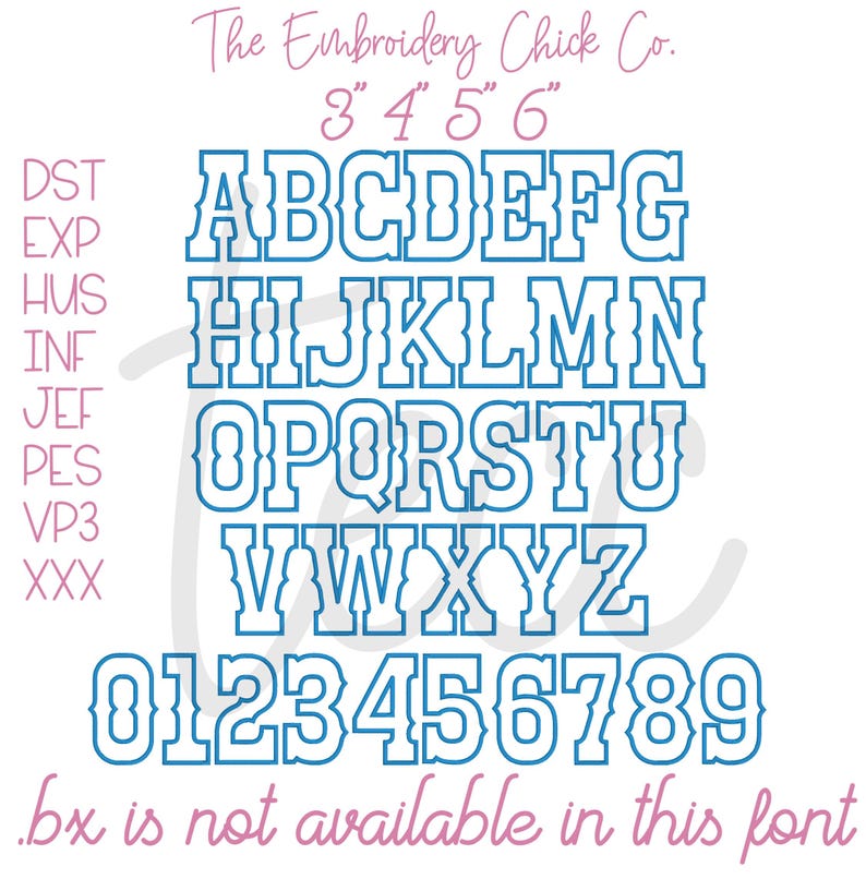 Western Outline Satin Font - Machine Embroidery File - Etsy