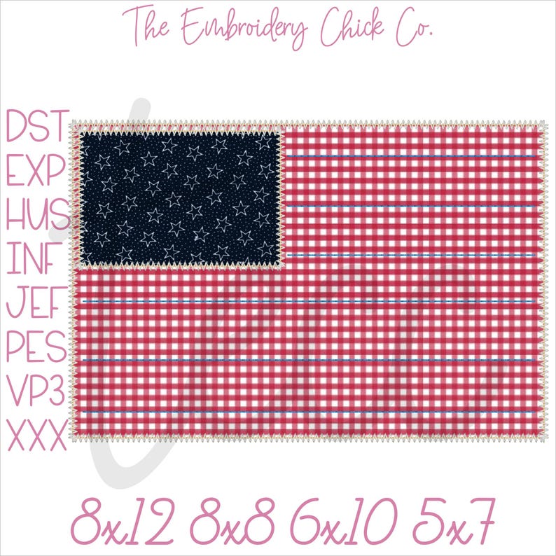 Double Zigzag Applique Flag With Ribbon Placement - Machine Embroidery ...
