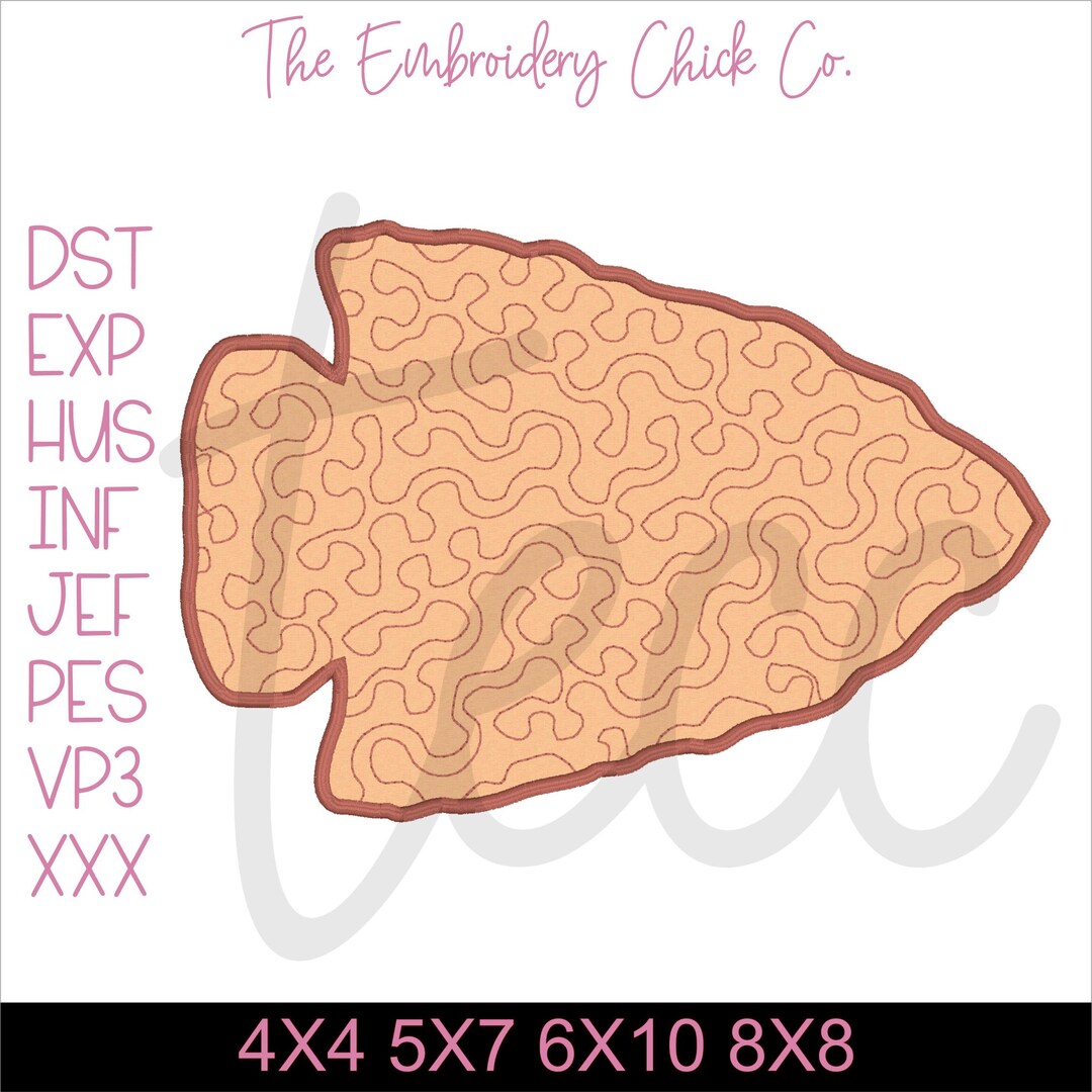 Quilted Arrowhead Satin Applique - Machine Embroidery Design (digital ...