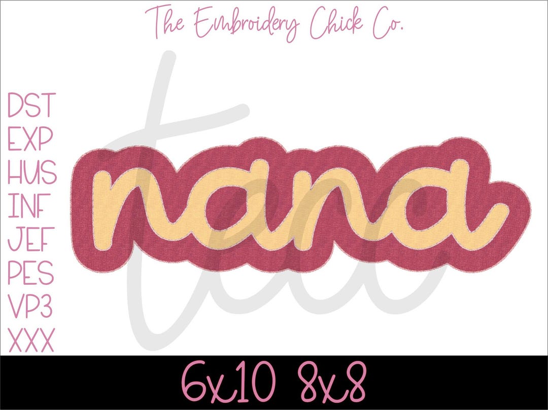 Nana Script Double Applique - Machine Embroidery Design - Etsy