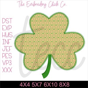 Flower Quilted Shamrock Zigzag Clover Applique - St Patrick's Day ...
