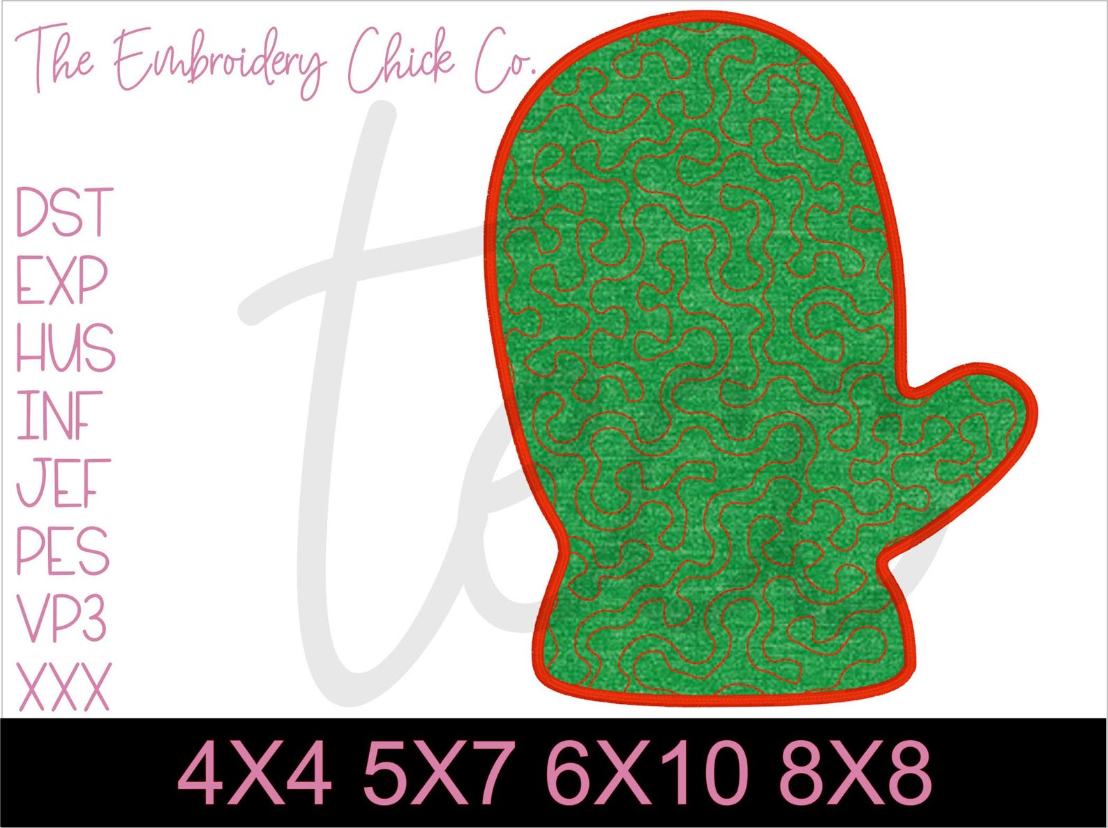 Quilted Mitten Satin Applique - Winter Christmas Machine Embroidery ...