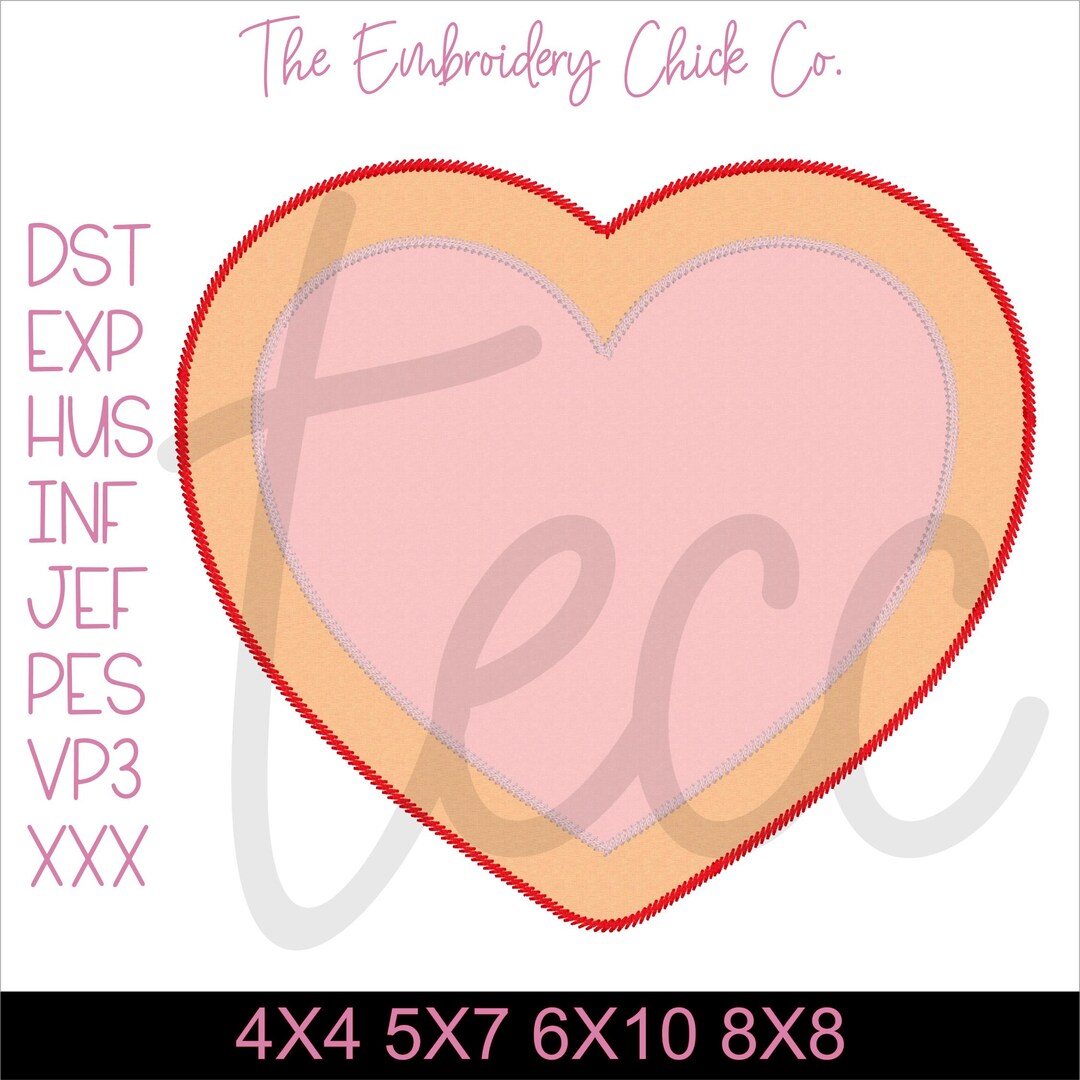 Double Heart Stem Applique: Machine Embroidery Design (digital Download ...
