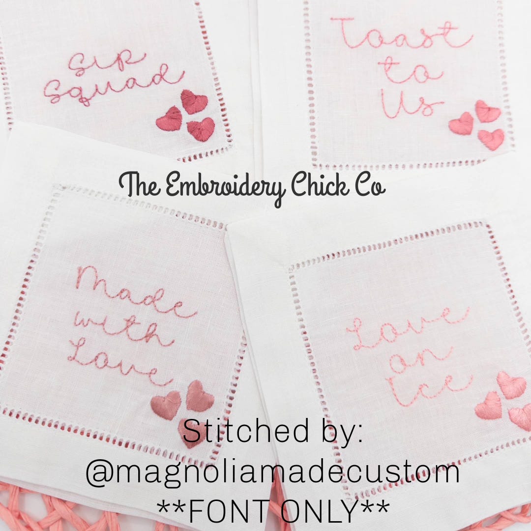 Glee Script Vintage Floss Bean Stitch Font .BX Machine Embroidery Font ...