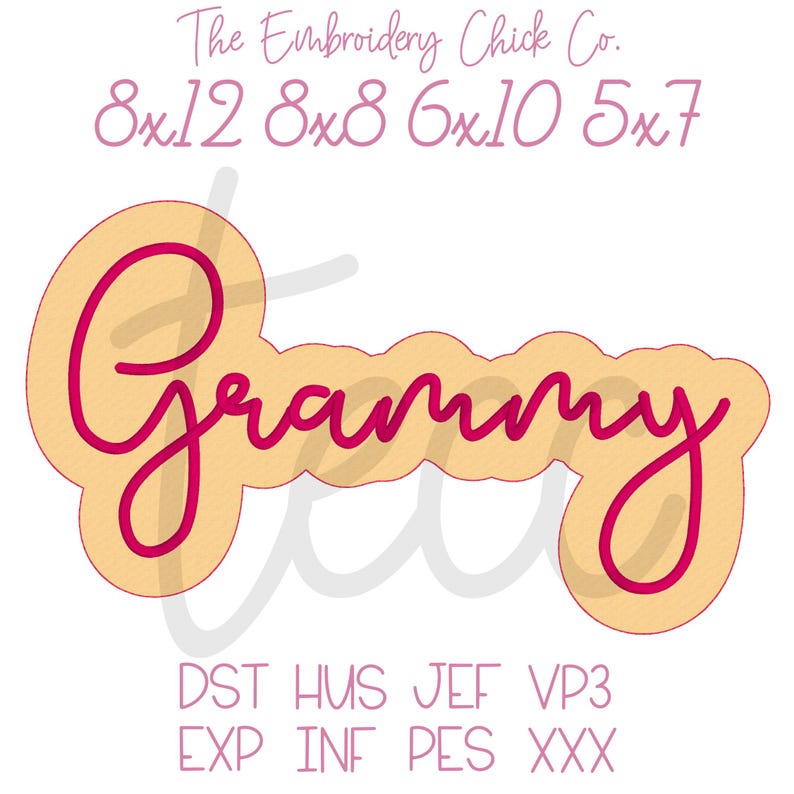 Grammy Script Satin Vintage Bean Stitch Applique - Machine Embroidery ...