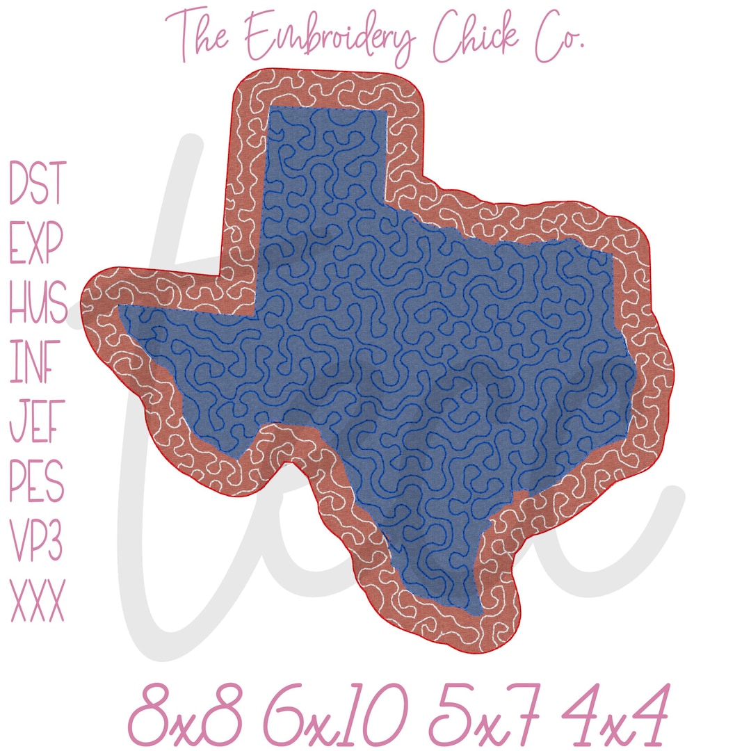 Quilted Texas With Vintage Border Double Applique - Machine Embroidery ...