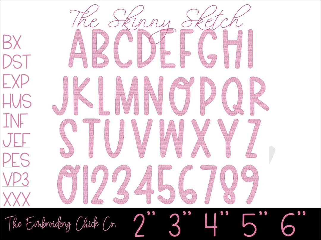Skinny Sketch Vintage Machine Embroidery Font - Etsy